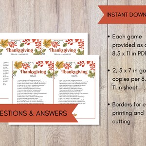 Thanksgiving Game Bundle of Three Thanksgiving Trivia Games for Family ...