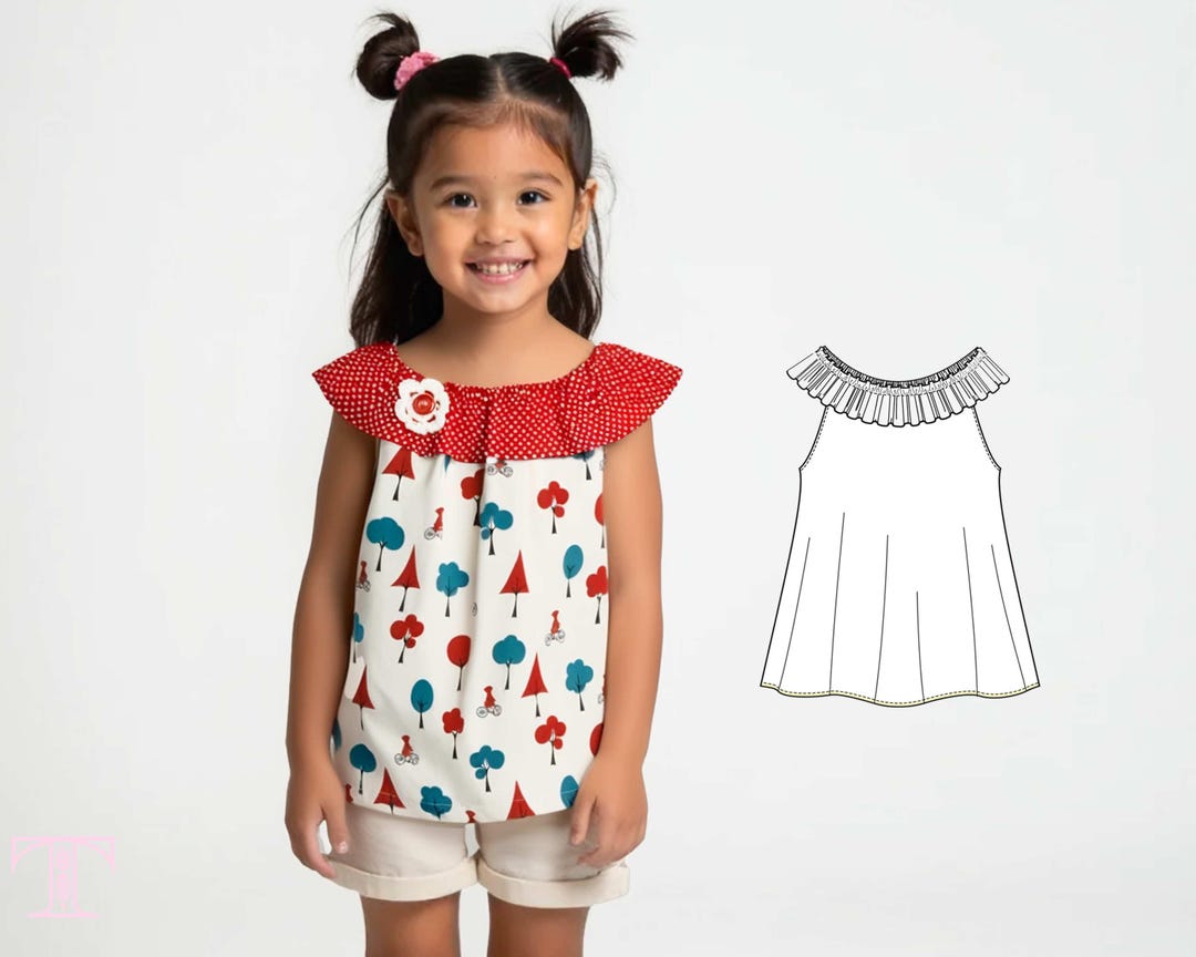 Girls Sewing Patterns PDF - Easy Peasant Top Pattern | Girls Top ...