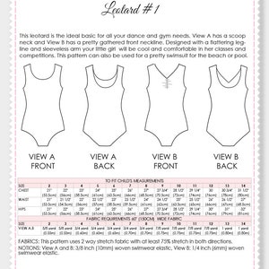BASIC Gymnastics Leotard Pattern PDF, Leotard Sewing Pattern, Dance Leotard Pattern, Ballet ...