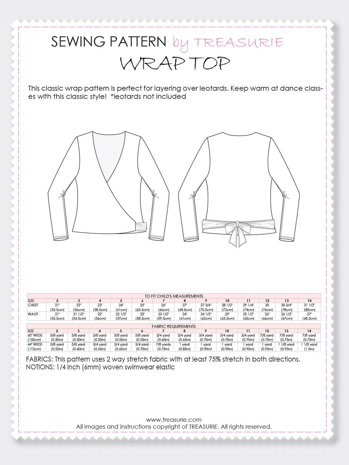Girls Wrap Top Pattern PDF, Ballet Wrap Pattern, Gymnastics Wrap ...