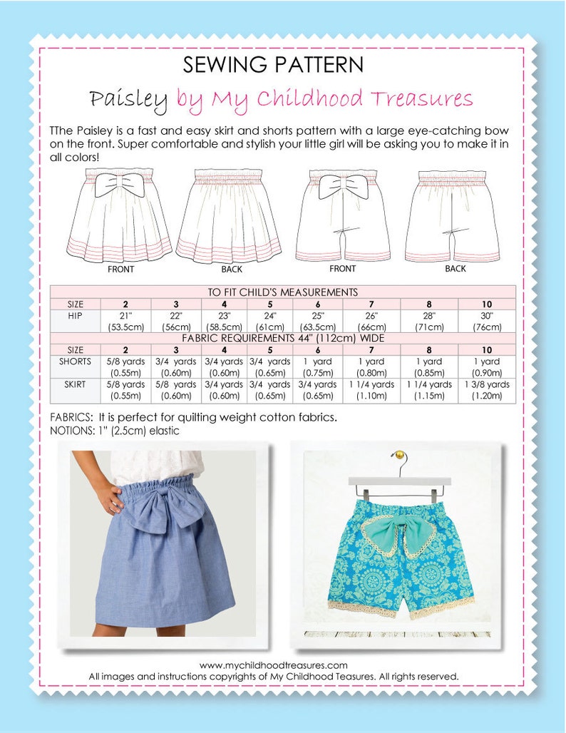 EASY Girls Skirt Pattern Skirt Sewing Pattern High Waist - Etsy