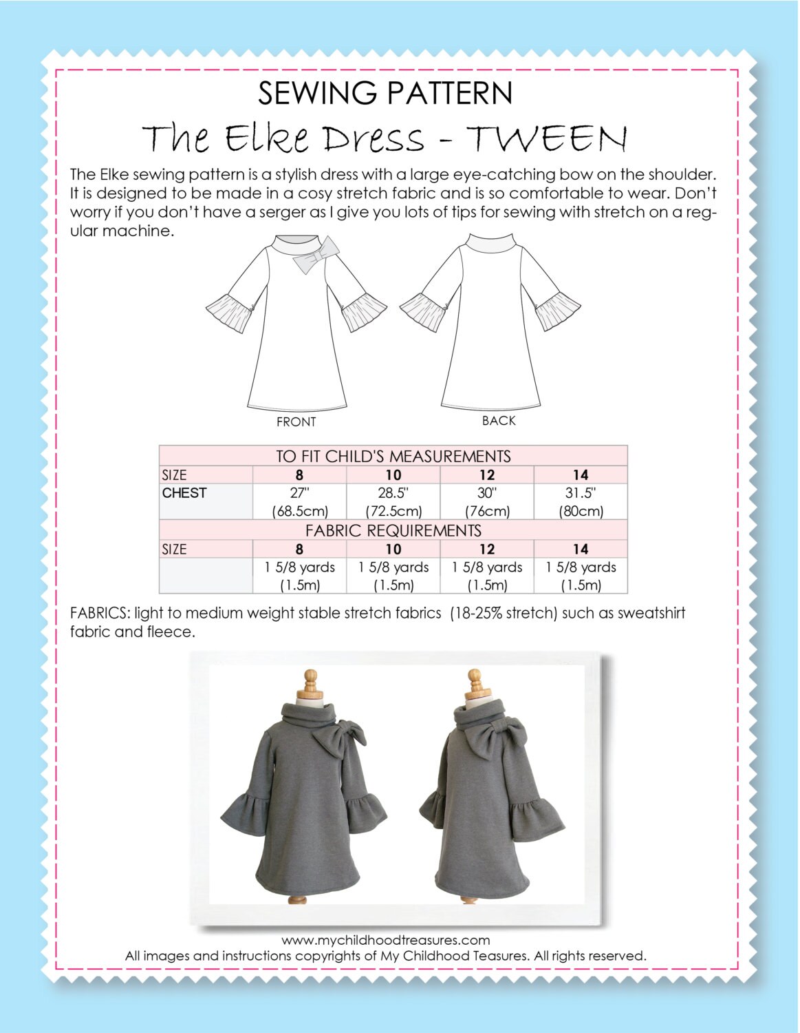 Girls Dress Pattern PDF Tween Pattern Teenage Dress Pattern | Etsy