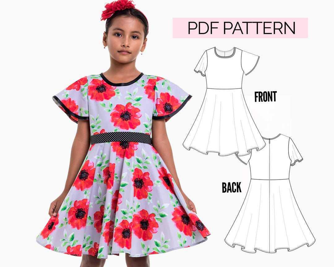 Girls Dress Pattern, Dress Pattern, Circle Dress Pattern, Girls Sewing ...