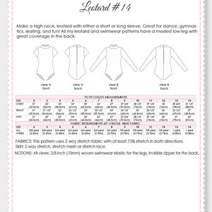Girls Leotard Pattern PDF, Ballet Leotard Pattern, Gymnastics Leotard ...
