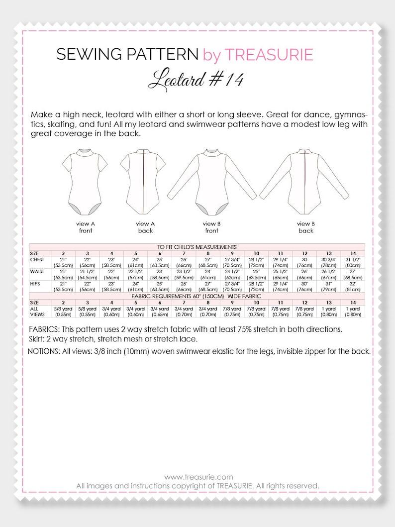 Girls Leotard Pattern PDF, Ballet Leotard Pattern, Gymnastics Leotard ...