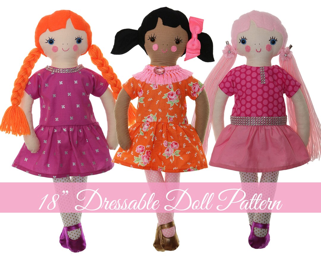 Doll Sewing Pattern, Rag Doll Pattern, Doll Patterns, Toy Patterns, 18 ...