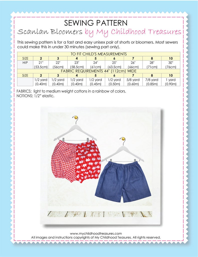 Girls Sewing Pattern Pdf Bloomer Pattern Shorts Pattern - Etsy