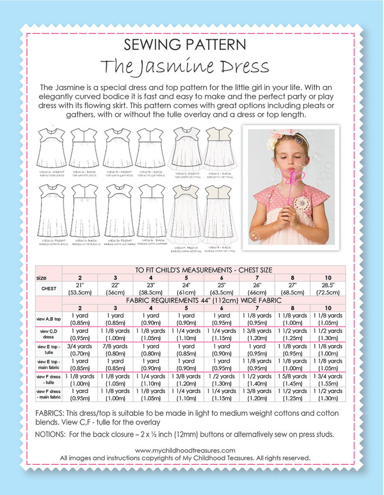 Girls Top Pattern, Girls Dress Pattern Pdf, Tunic Pattern, Girls Dress ...