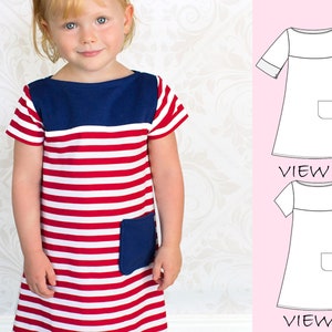 Girls Dress Patterns PDF, Knit Fabric Dress Pattern, Kids Sewing ...