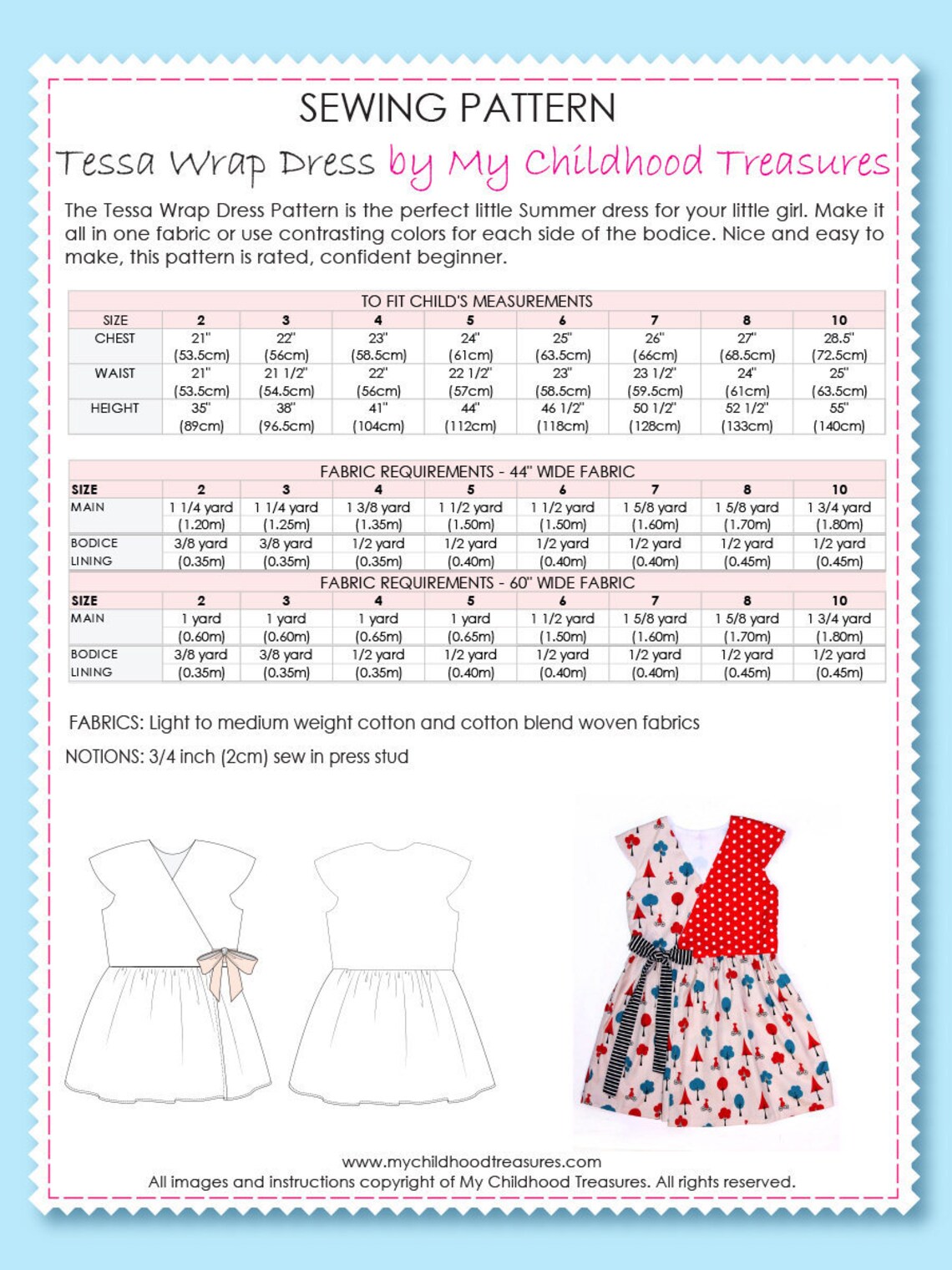 Girls Dress Pattern Pdf Wrap Dress Pattern Childrens Sewing | Etsy