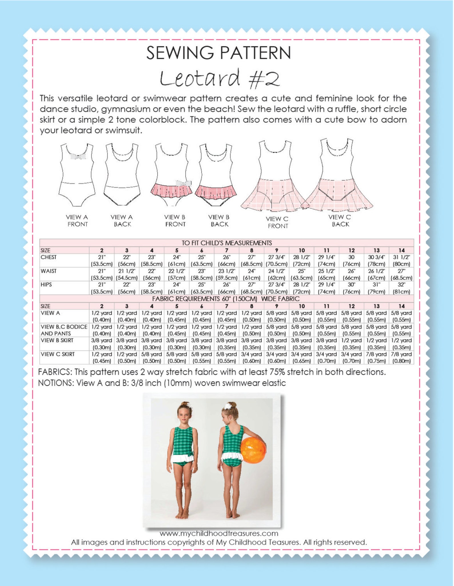 Swimsuit Pattern Swimwear Pattern Girls Leotard Pattern PDF - Etsy