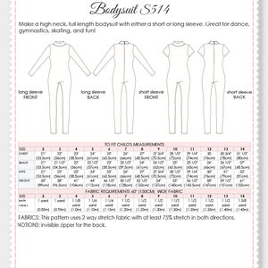 Bodysuit Pattern, Leotard Pattern Full Length Leotard, Gymnastics ...