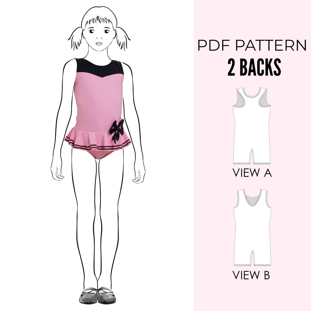 Girls Swimwear Pattern, Girls Leotard Pattern PDF, Gymnastics Leotard ...