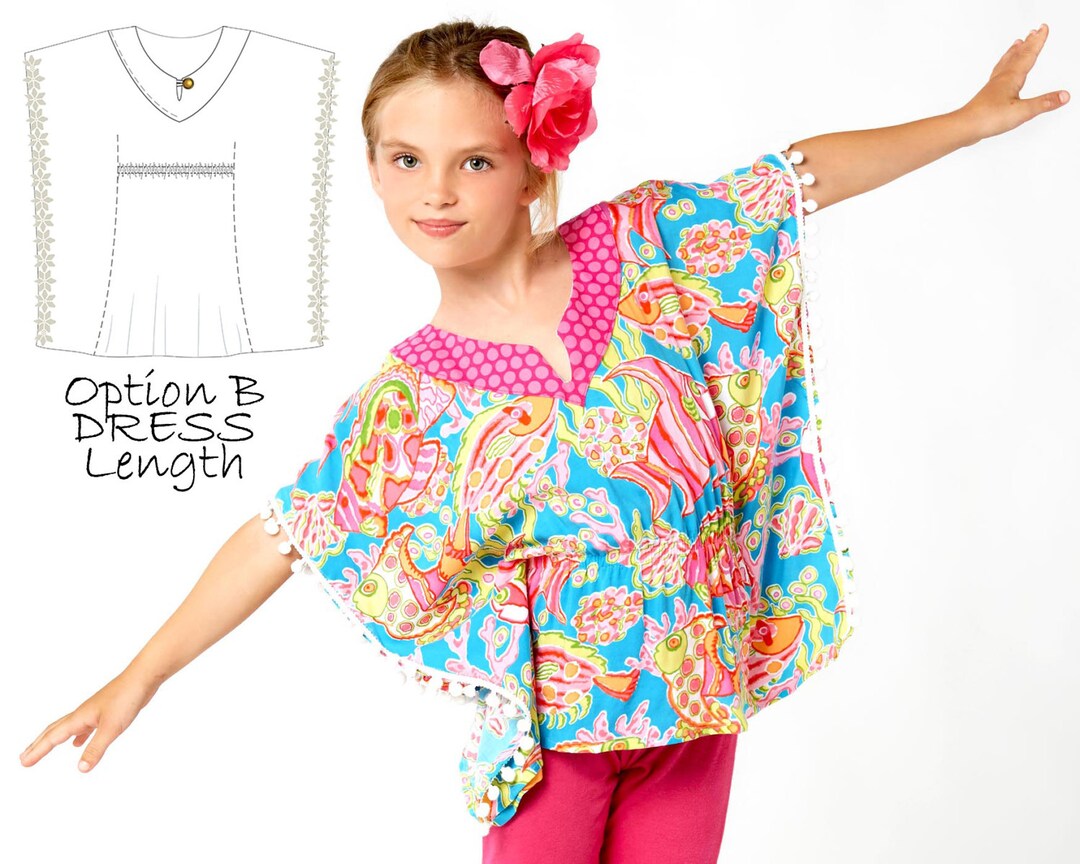 Girls Top Pattern PDF, Girls Dress Pattern Pdf, Kaftan Pattern, Coverup ...