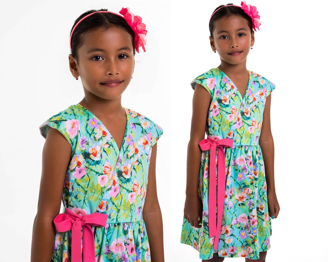 Girls Dress Pattern Pdf Wrap Dress Pattern Childrens Sewing | Etsy