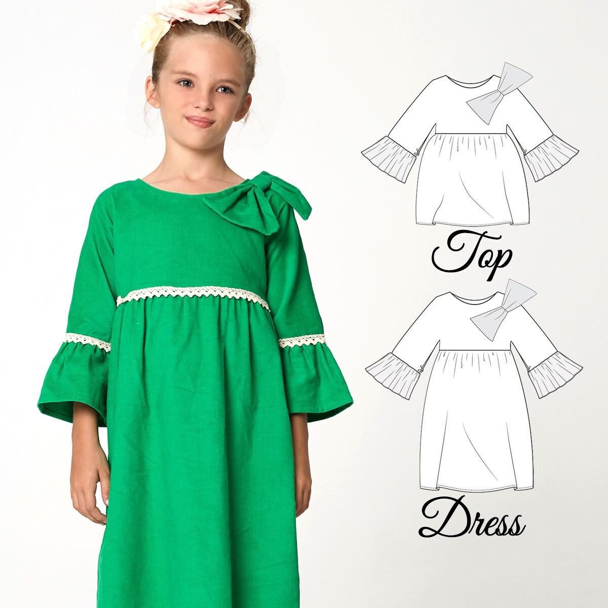 Girls Dress Patterns PDF Top Patterns Girls Sewing Pattern | Etsy