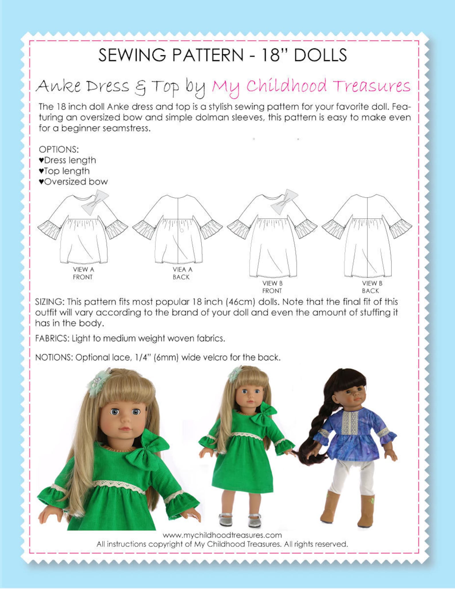 Doll Dress Pattern 18 Inch Doll Patterns Doll Patterns 18 - Etsy