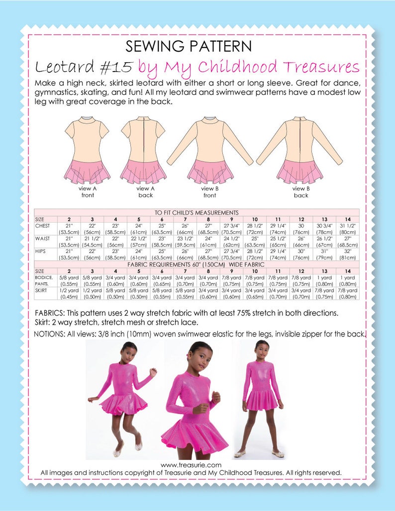 Girls Leotard Pattern PDF Ballet Leotard Pattern Gymnastics - Etsy