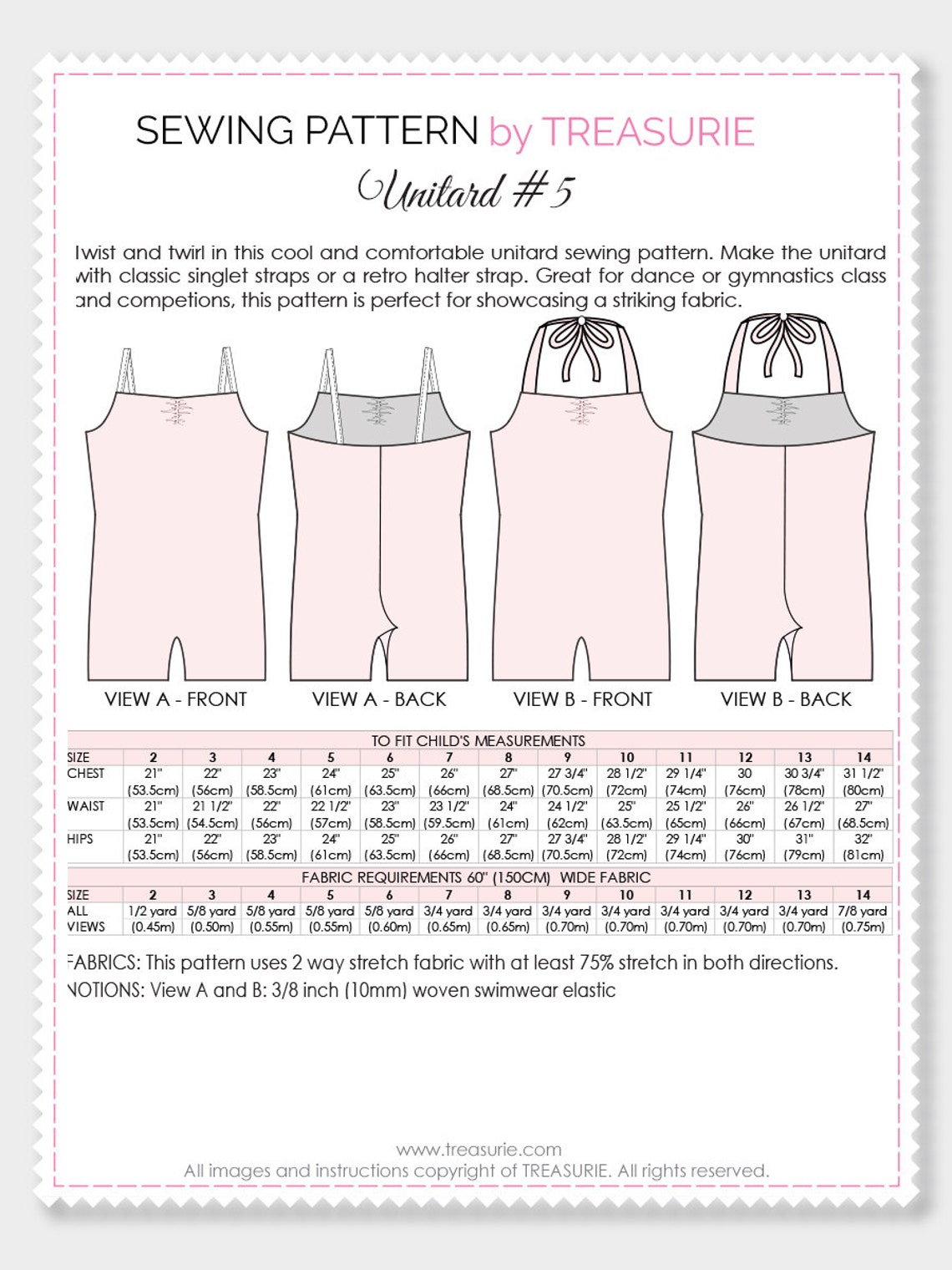 Gymnastics Leotard Pattern, Dance Sewing Pattern, Swimwear Pattern ...