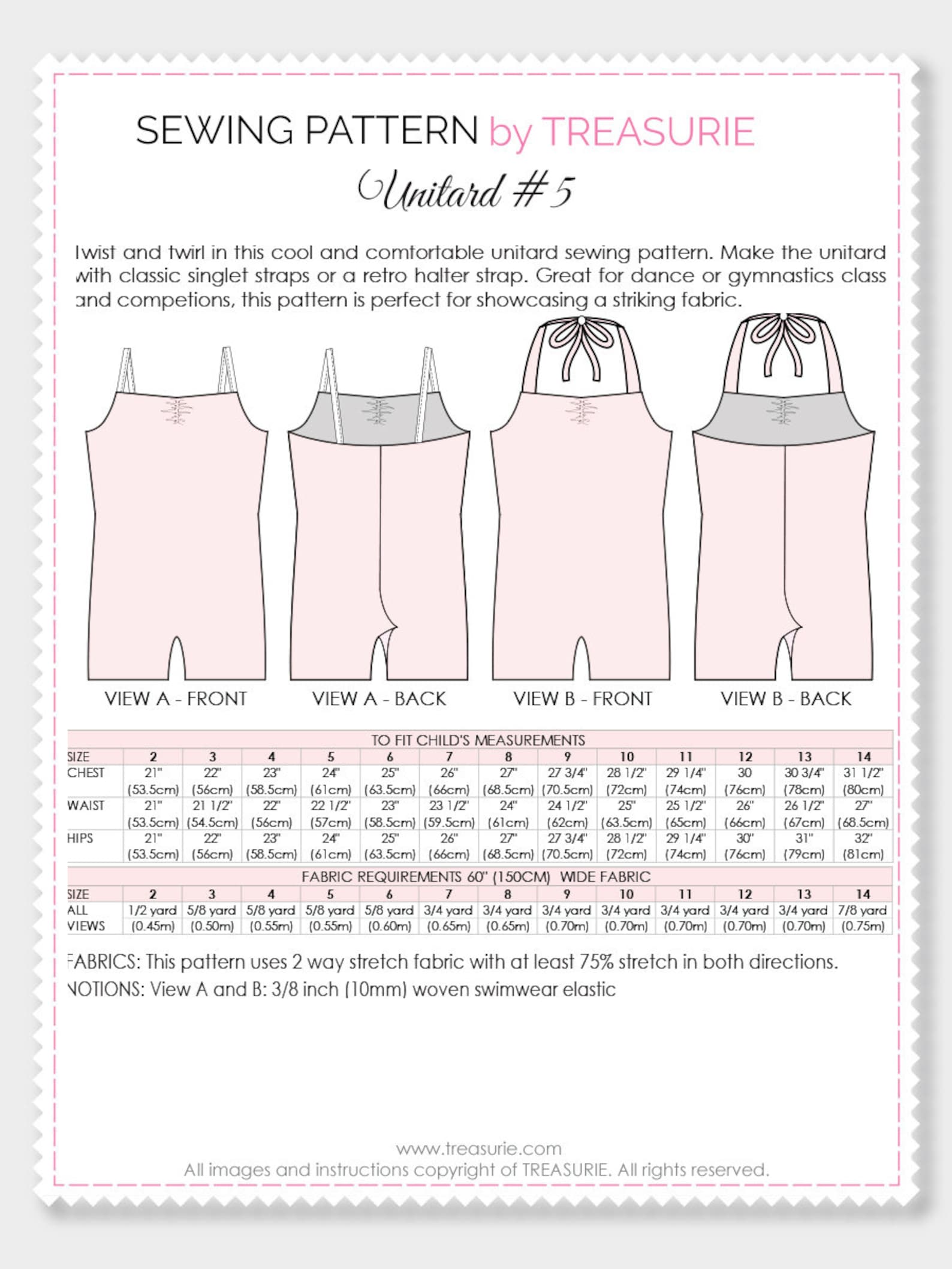 Gymnastics Leotard Pattern, Dance Sewing Pattern, Swimwear Pattern ...
