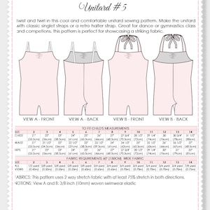 Gymnastics Leotard Pattern, Dance Sewing Pattern, Swimwear Pattern ...