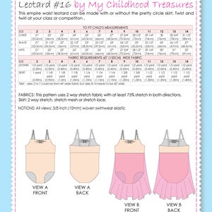 Girls Leotard Pattern PDF Ballet Leotard Pattern Gymnastics | Etsy