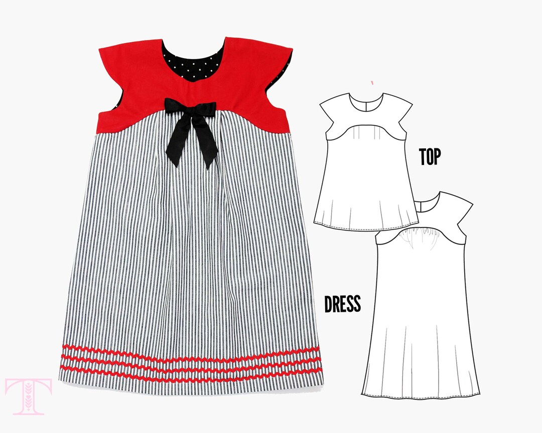 Dress and Top Sewing Pattern for Girls, PDF Sewing Pattern | JASMINE - Etsy