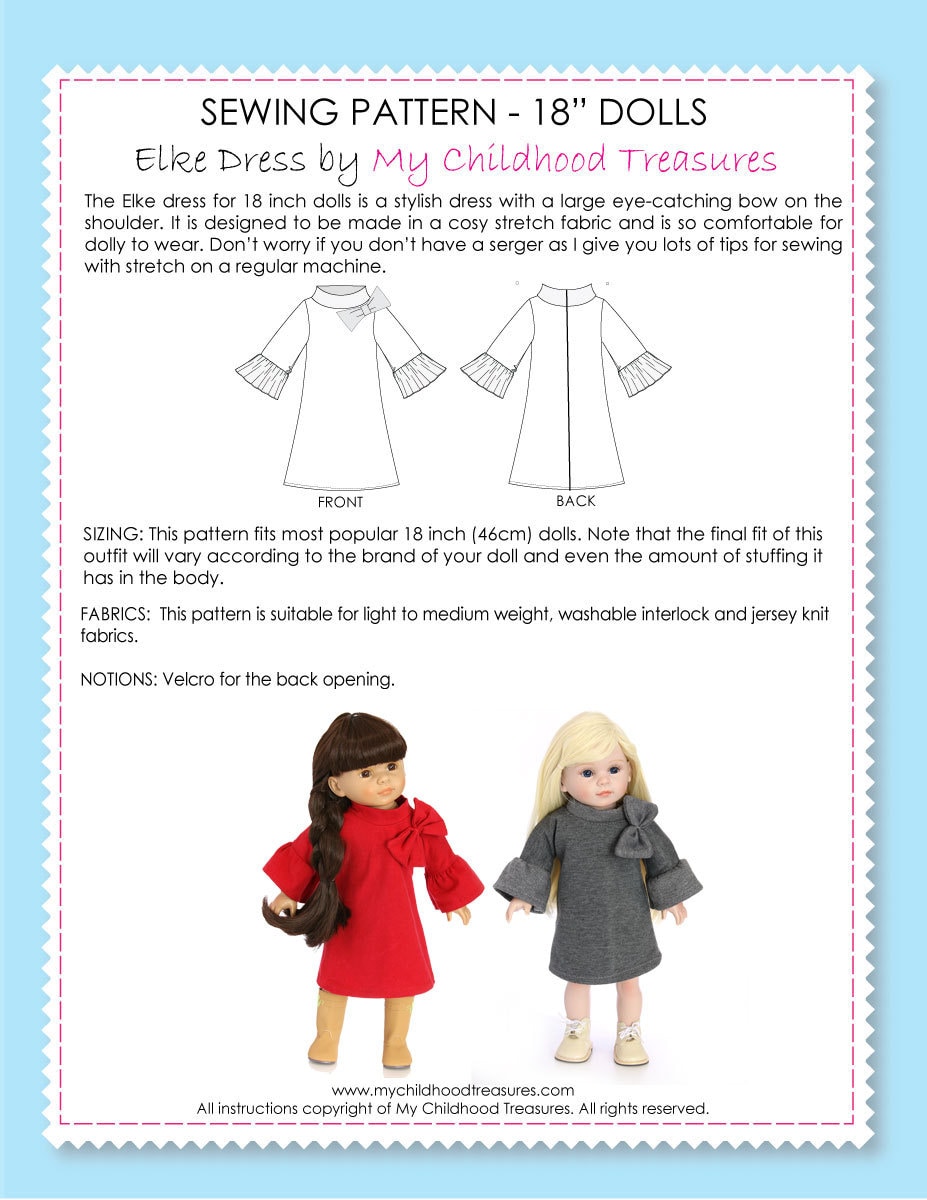 Doll Dress Pattern Doll Clothes Patterns Doll Clothing | Etsy