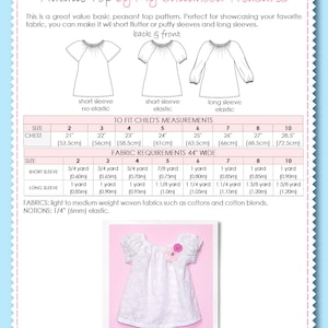 Girls Top Pattern Pdf, Girls Sewing Pattern Pdf, Peasant Top Pattern ...