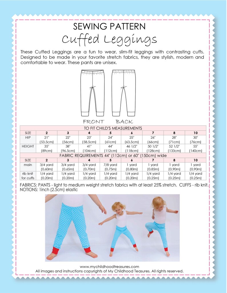 Leggings Pattern, Leggings Sewing Pattern, Pants Sewing Pattern, Kids ...