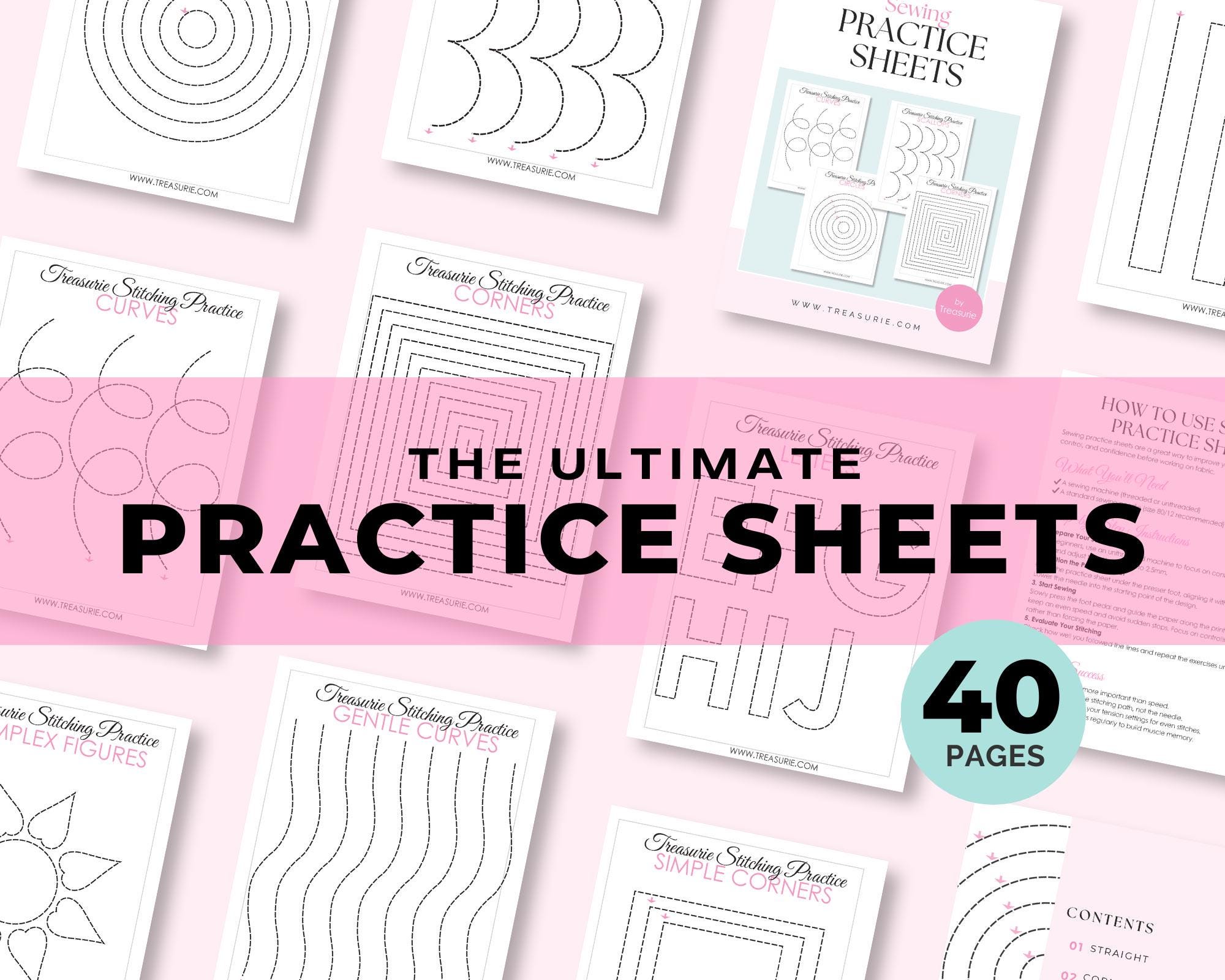 Sewing Practice Sheets, Printable Beginner Sewing Worksheets, Learn to ...