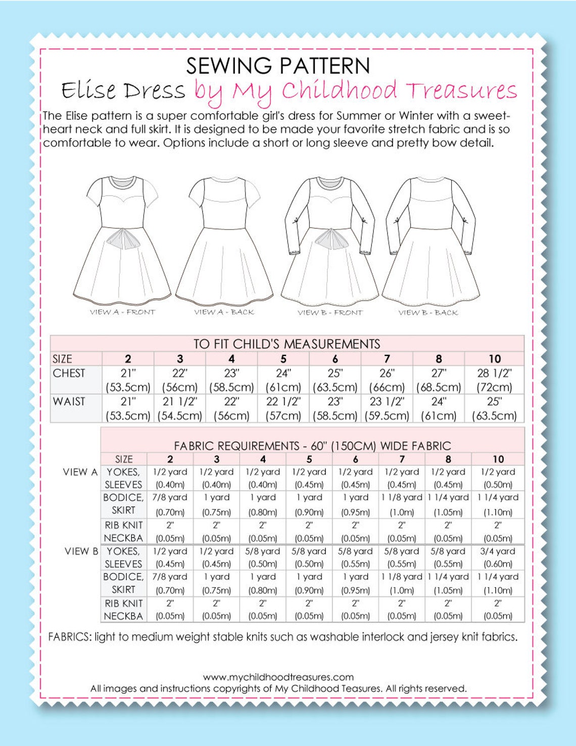 Girls Dress Pattern PDF Girls Sewing Pattern Childrens - Etsy