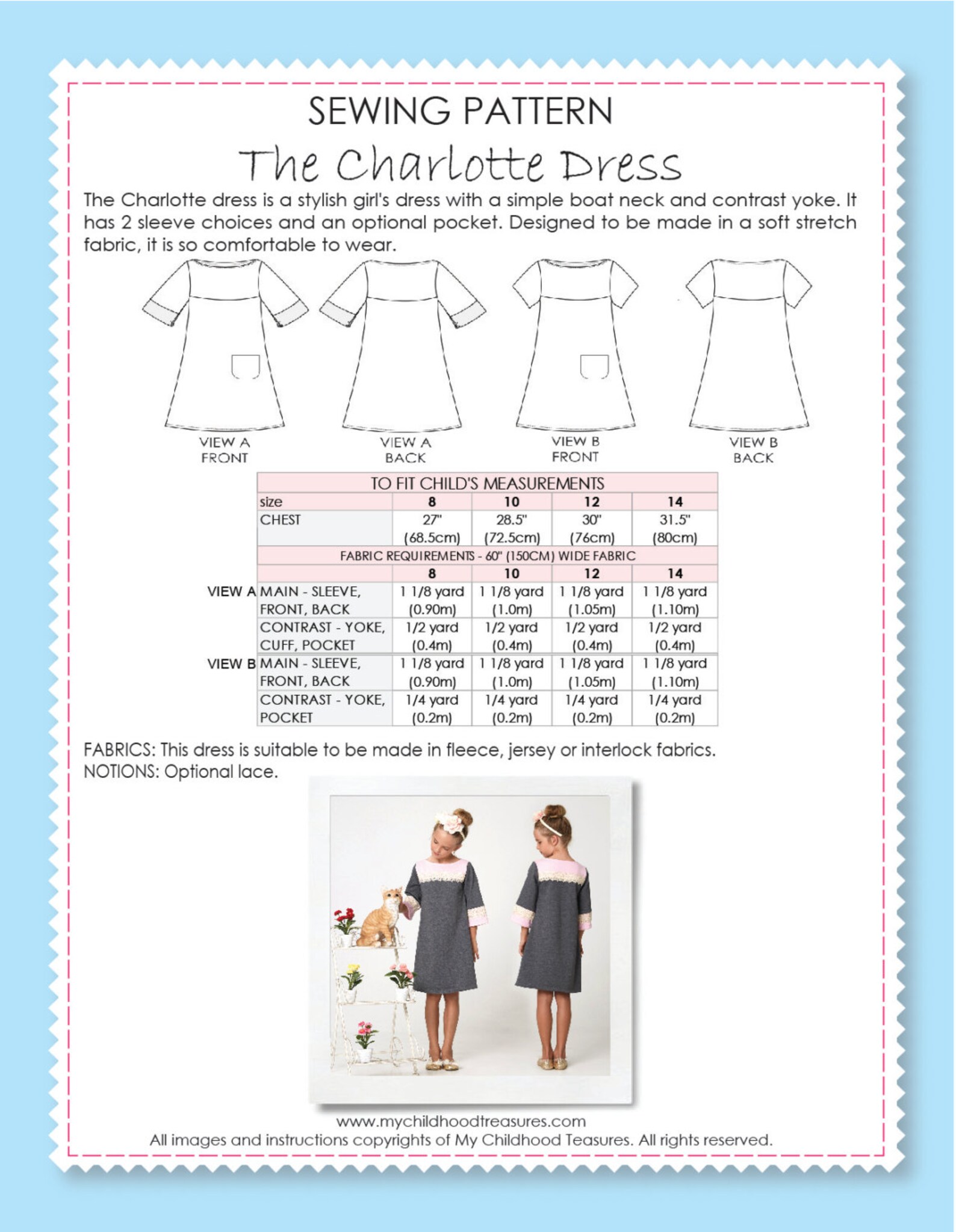 Tween Girls Dress Pattern PDF, Dress Sewing Pattern, Childrens Sewing ...