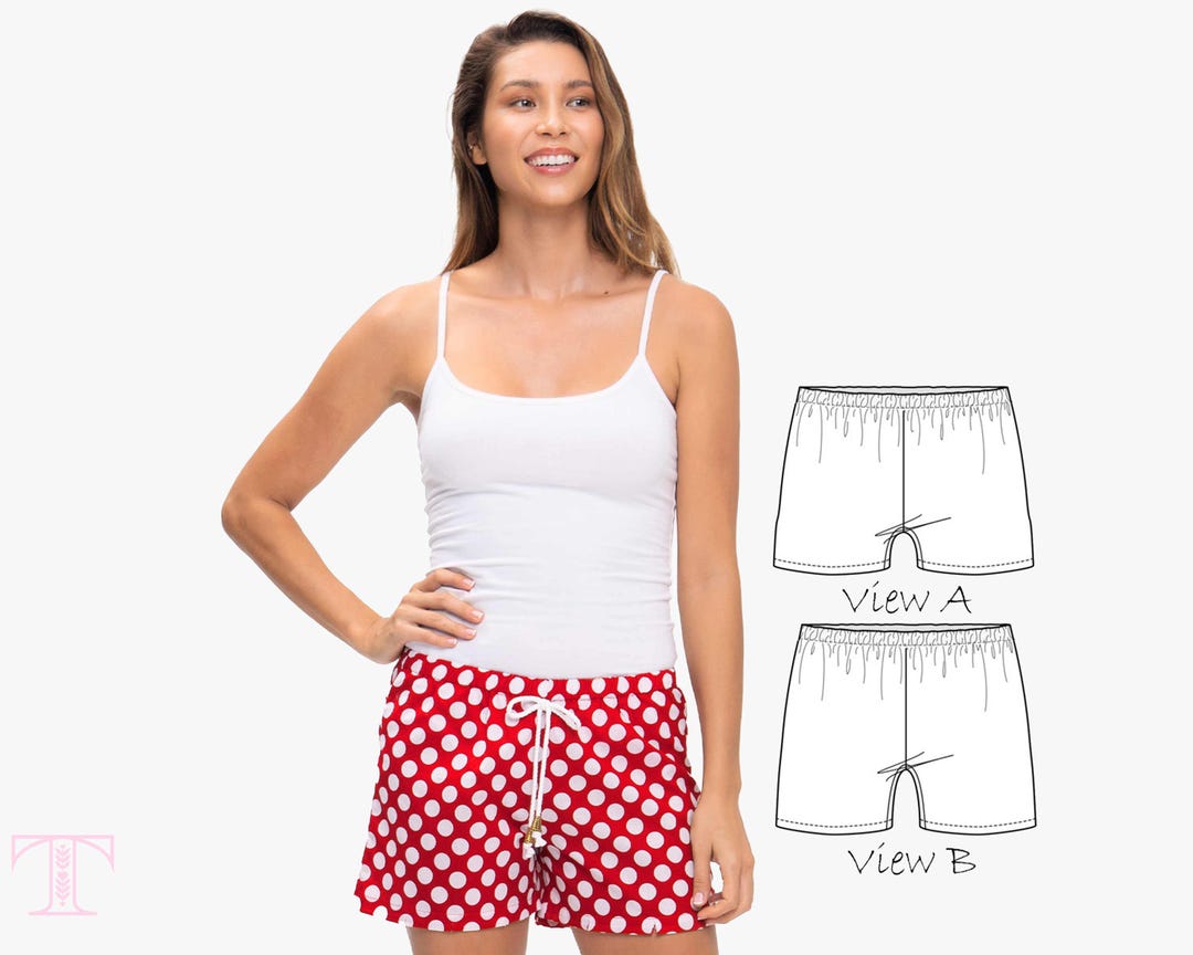 Womens Shorts Sewing Pattern Pdf, Boxer Sleep Pajama Pull on Elastic ...