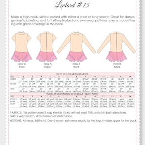 Girls Leotard Pattern PDF, Ballet, Gymnastics, Dance, High Neck, Skirt ...