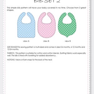 Bib Sewing Pattern for Baby Infant or Toddler PDF, Bonus Burp Cloth ...