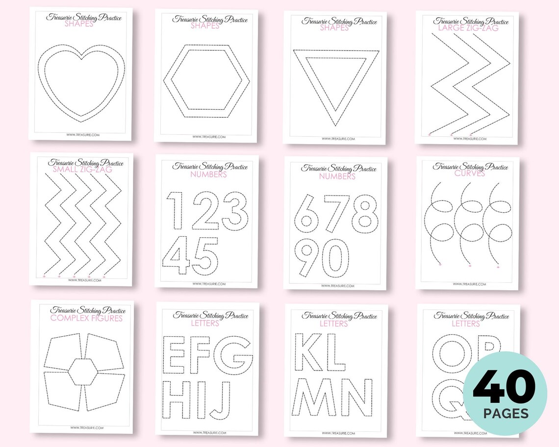 Sewing Practice Sheets, Printable Beginner Sewing Worksheets, Learn to ...