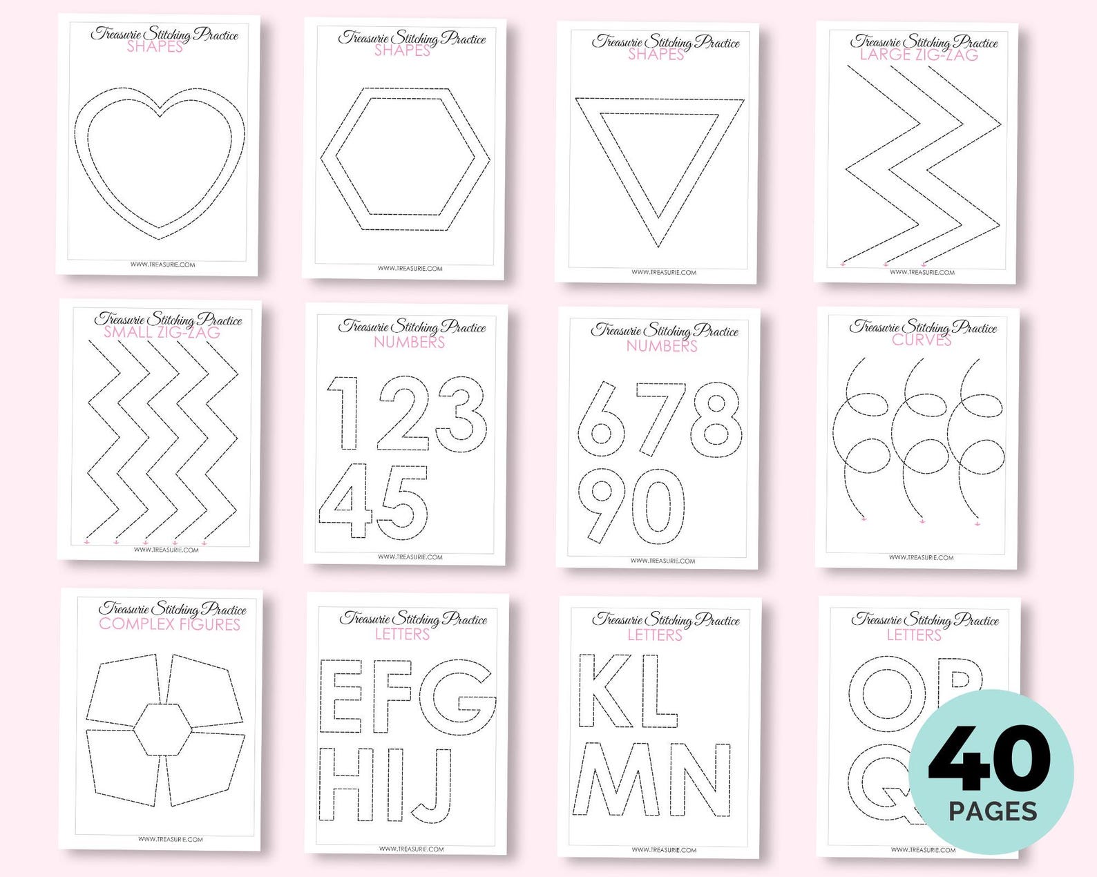 Sewing Practice Sheets, Printable Beginner Sewing Worksheets, Learn to ...