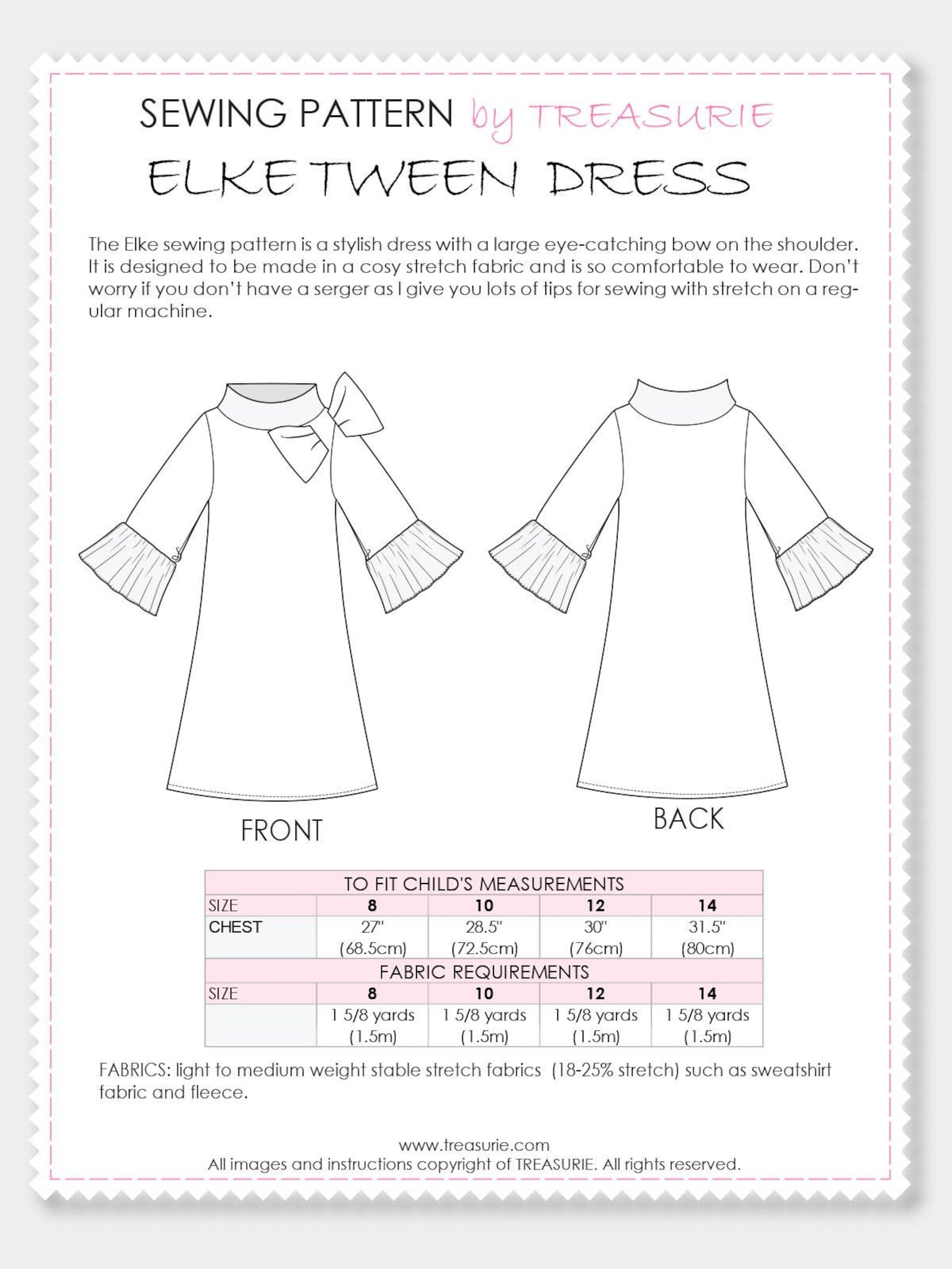 Girls Dress Pattern PDF, Tween Pattern, Teenage Dress Pattern, Winter ...