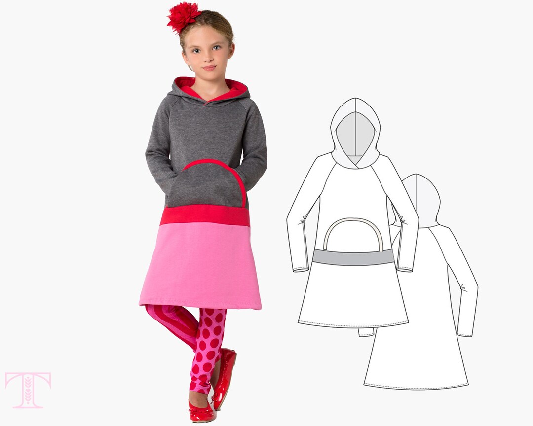 Girls Dress Sewing Pattern PDF, Sweater Dress for Winter With Long ...