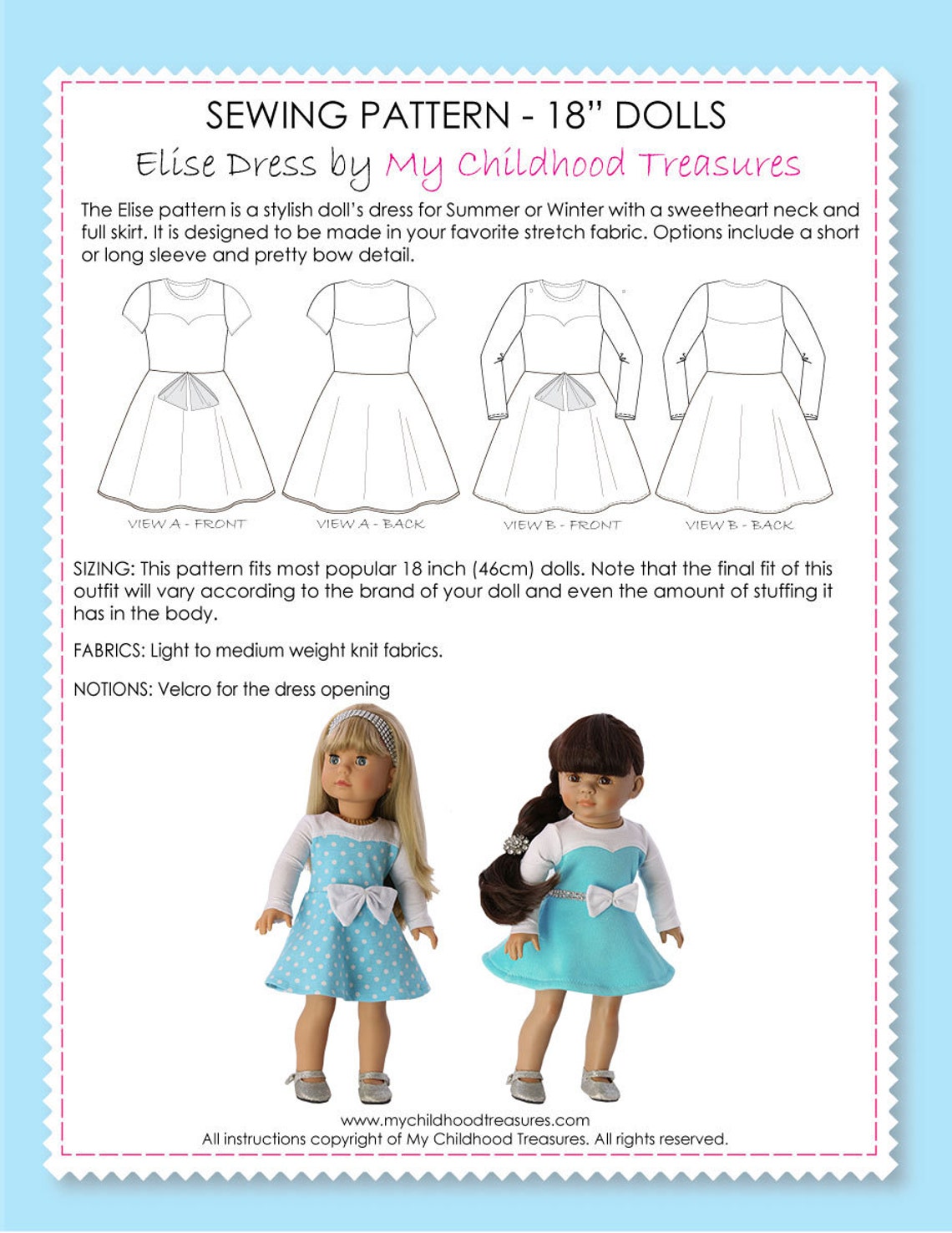 Doll Dress Patterns 18 Inch Doll Clothes Patterns Doll | Etsy
