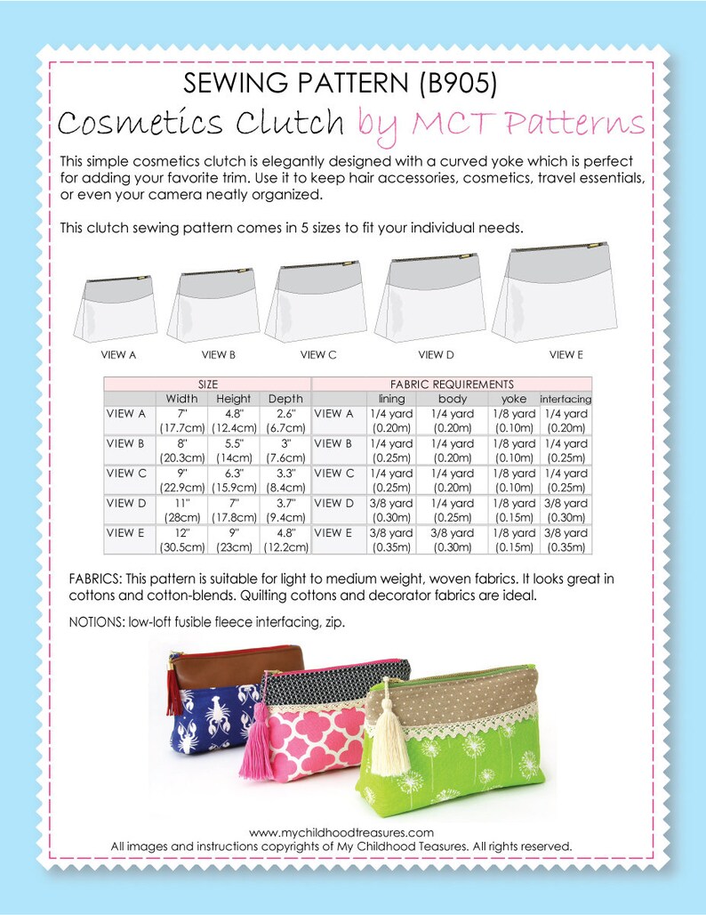 Cosmetics Clutch Pattern Clutch Pattern Sewing Pattern PDF | Etsy