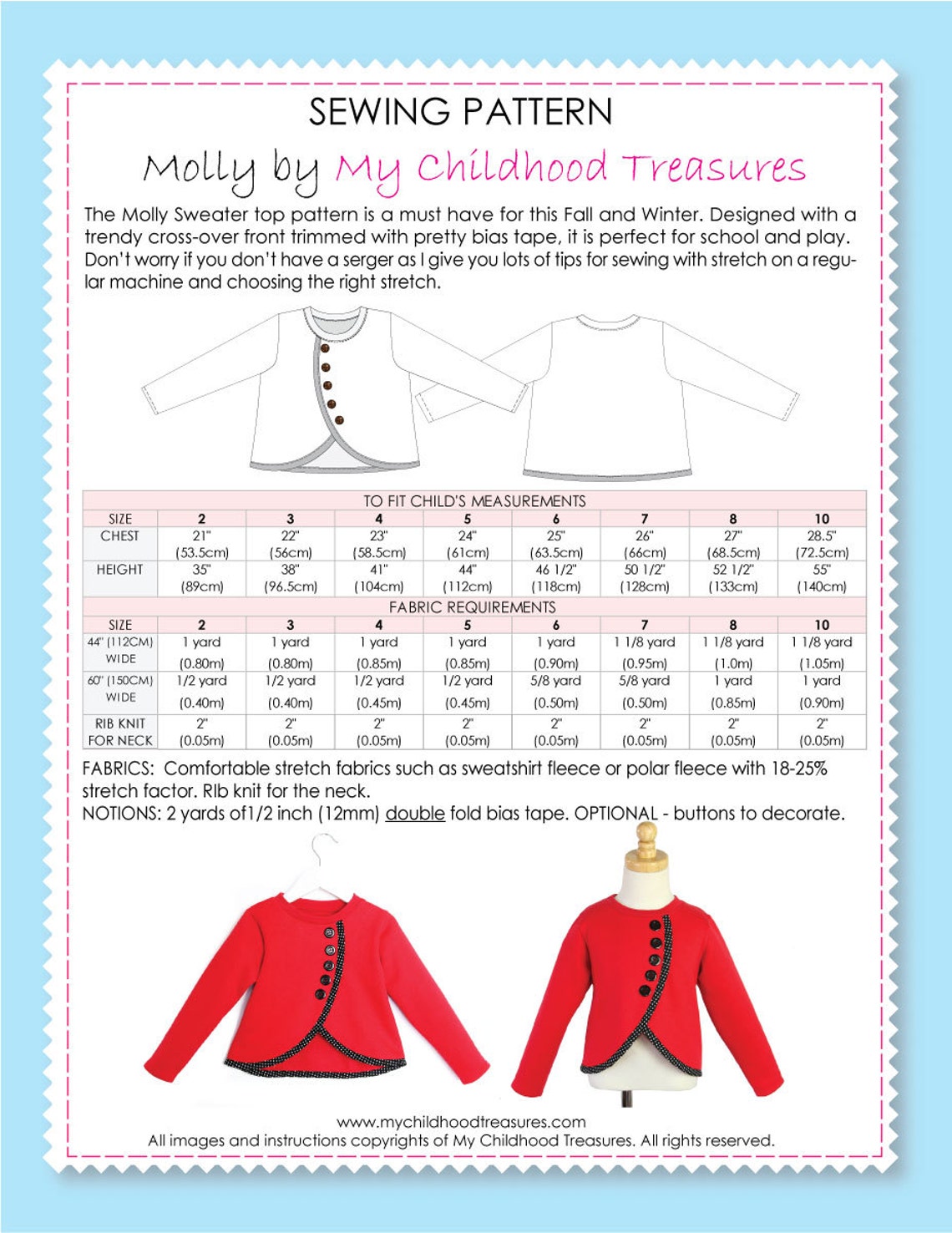 Girls Sweatshirt Sewing Pattern Pdf, Sweater Pattern, Top Patterns ...