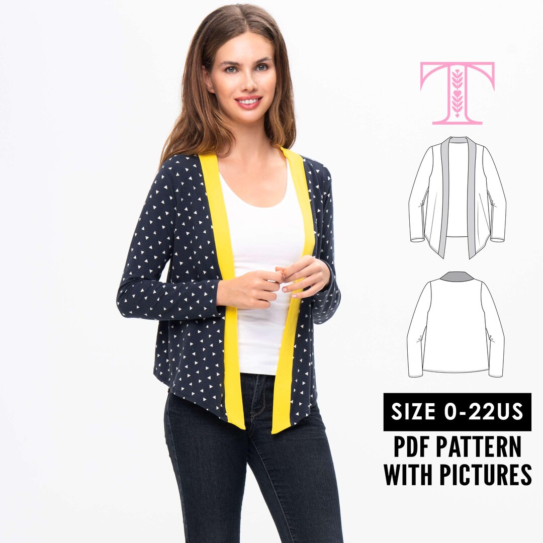 CARDIGAN Pattern Pdf, Sweater Pattern, Sewing Pattern, Womens Patterns ...