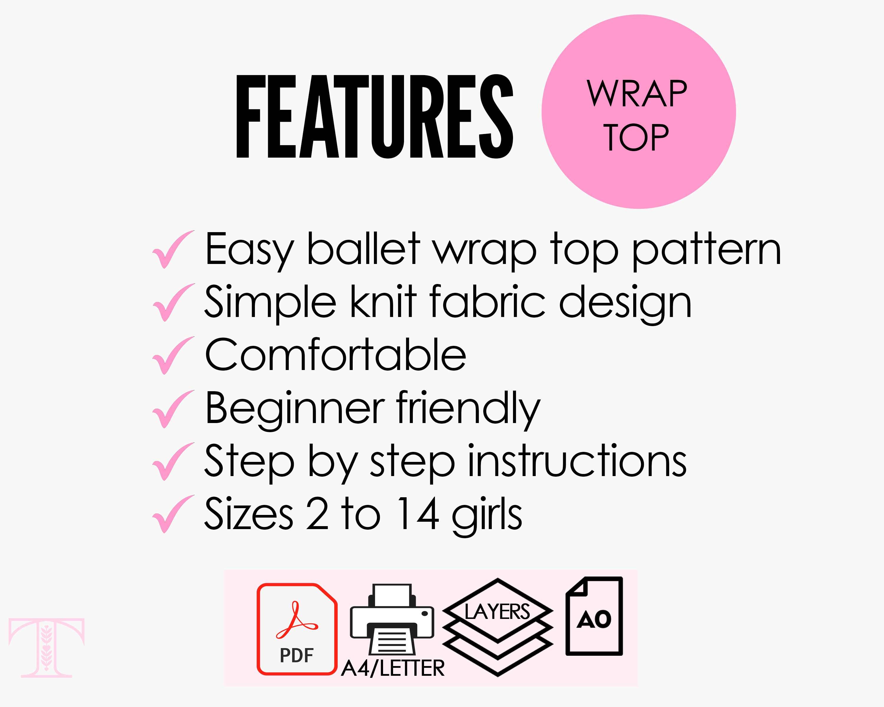 Girls Wrap Top Pattern PDF, Ballet Wrap Pattern, Gymnastics Wrap ...
