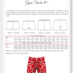 Dance Shorts Pattern, Girls Leotard Pattern Pdf, Gymnastics Shorts ...