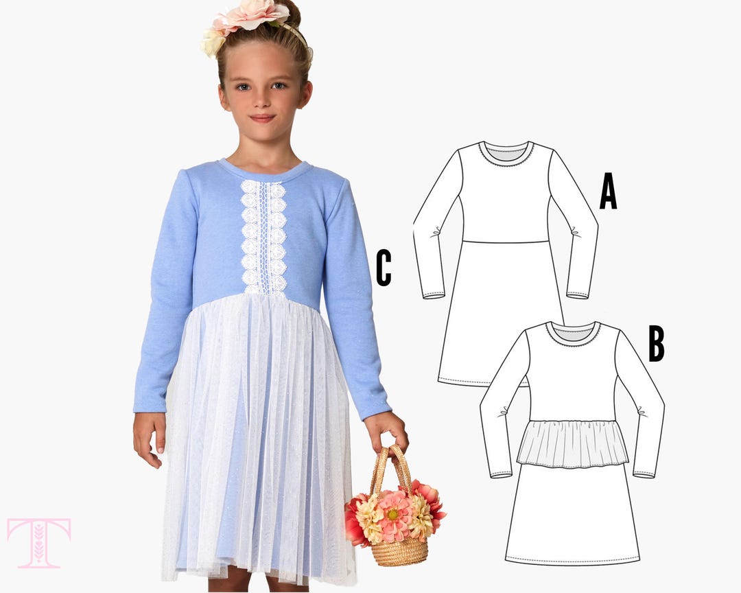 Girls Dress Patterns PDF, Stretch Dress Patterns, Knit Dress Pattern ...