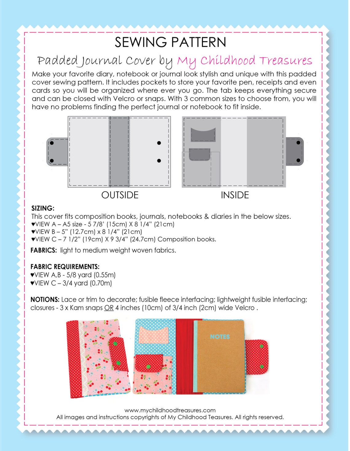 Journal Cover Sewing Pattern Diary Cover Sewing Pattern - Etsy