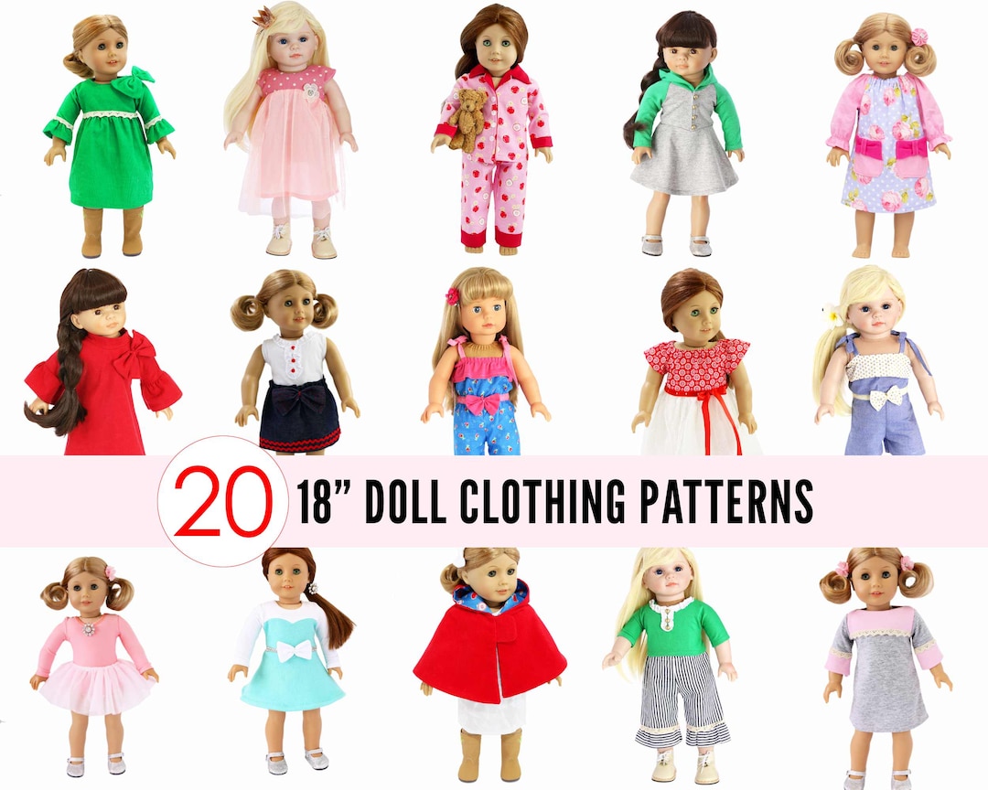 Doll Clothes Pattern Set, 18 Inch Doll Patterns Bundle, Doll Patterns ...