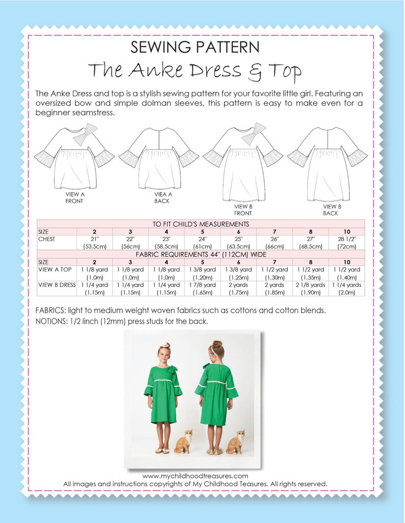 Girls Dress Patterns PDF Top Patterns Girls Sewing Pattern - Etsy